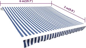 vidaXL Náhradní plachta na markýzu 6 x 3 m [141012] Barva: Červená a bílá