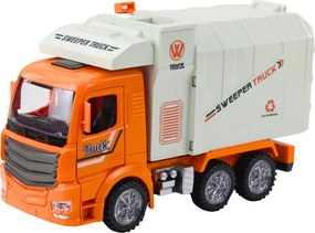 LEAN Toys Popelářské auto městské se světly a zvuky, oranžové