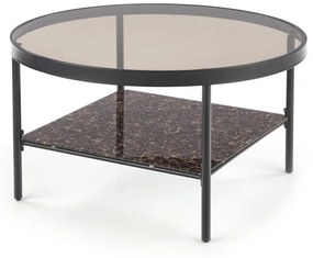 Konferenční stolek WIZARD, 80x44x80, kouřové sklo/černý mramor