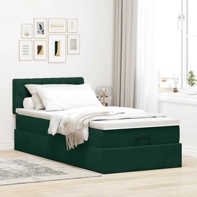 Osmanský rám postele s matrací tmavě šedá 90x200cm samet 3311822