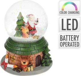 LED vánoční sněhová koule Santa a sob 6,5 cm