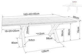Jídelní stůl Marty, dub artisan / černá