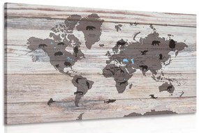 Obraz mapa na dřevěném podkladu - 60x40 cm