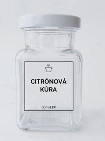 Samolepka na kořenky CITRÓNOVÁ KŮRA průhledná 5 × 5 cm tučné písmo