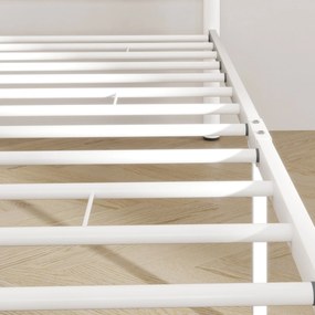 Rám postele HOMCOM pro matraci 200 x 90 cm, 88 cm vysoký jednolůžkový rám z oceli, pro ložnici či pokoj pro hosty, Bílý