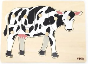 Dětské dřevěné puzzle s úchyty Viga Cow