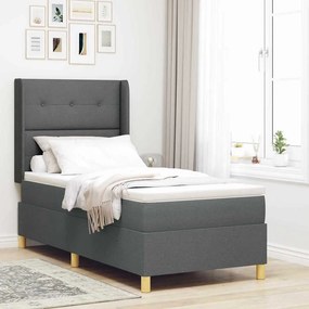 Postel s boxspringem s čelo Tmavě šedá 80 x 200 cm textil 3341799