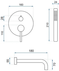 Vanová podomítková baterie MAXMAX Rea LUNGO se sprchou - světle zlatá