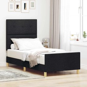 Rám postele s čelo Černá 90 x 190 cm textil 3344692
