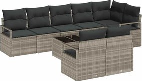Set pohovek 9 ks Světle šedá polyratan 3346442