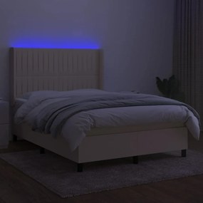 Box spring postel s matrací a LED krémová 140x200 cm textil 3138482