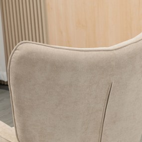 HOMCOM křeslo s taburetem polohovací křeslo čalouněné křeslo manšestrový vzhled lounge křeslo křeslo dřevěné nohy TV křeslo béžové do obývacího pokoj…