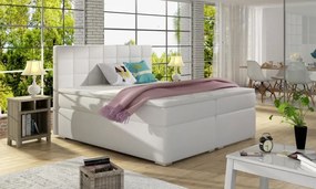 Postel Boxspring Alicia, bílá (koženka - ba 06/soft 17)