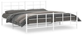 vidaXL Kovový rám postele s hlavovým a nožním čelem bílý 193 x 203 cm