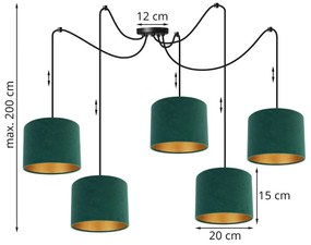 Závěsné svítidlo Mediolan Spider, 5x textilní stínítko (výběr z 10 barev), (výběr ze 2 barev konstrukce), g