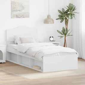 Rám postele s čelo Bílá 90 x 200 cm Masivní borové dřevo 3412943
