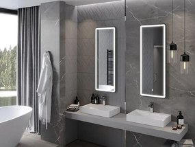 Mexen Coro osvětlené koupelnové zrcadlo 45 x 120 cm, LED 6000K, proti zamlžení, černý rám - 9817-045-120-611-70