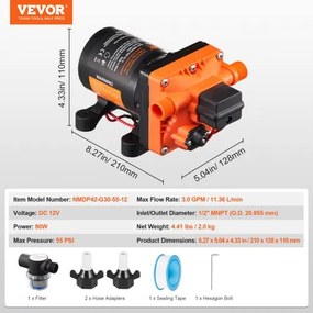 12 V membránové čerpadlo 11,4 l/min 11,36 l/min 4komorový tlakový spínač vodního