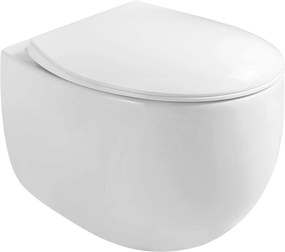 Mexen Egg, závěsná WC mísa Rimless s duroplastovým sedátkem s pomalým zavíráním, bílá lesklá, 30245000