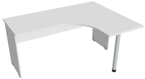 Stůl ergo levý 160*120 cm - Hobis Gate GE 60 L Dekor stolové desky: bílá, Dekor lamino podnože: bílá, Barva nohy: stříbrná