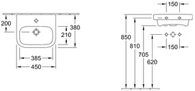 VILLEROY & BOCH Villeroy &amp; Boch ARCHITECTURA - Umyvátko, 450x380x145 mm, s přepadem, bílá Alpin CeramicPlus 437345R1