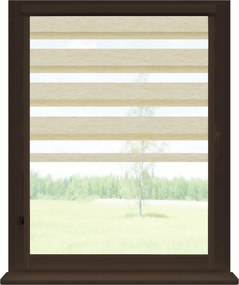 Dekodum Roleta den a noc v hnědé kazetě premium, barva látky Písek Šířka (cm): 78, Výška (cm): Balkonová (do 200 cm), Strana mechanismu: Levá