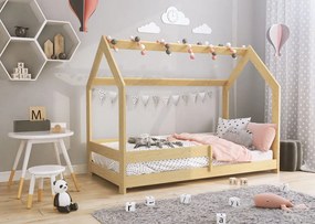 Eoshop Dětská postel Domek 80x160 cm D5 + rošt a matrace ZDARMA - borovice - šedá
