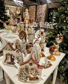 Šedá vánoční dekorace houpací koník s dárky - 11*3*11 cm