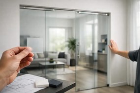 dvoukřídlé skleněné posuvné dveře Amalfi T19 - komplet