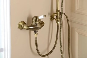 Sapho, KIRKÉ WHITE nástěnná vanová baterie, bílá páčka, bronz, KI10BB