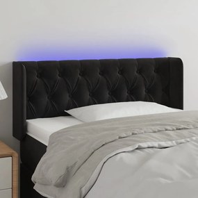 Čelo postele s LED černé 93 x 16 x 78/88 cm samet