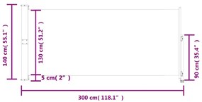 vidaXL Marketos Terasová zatahovací boční markýza 140 x 300 cm černá