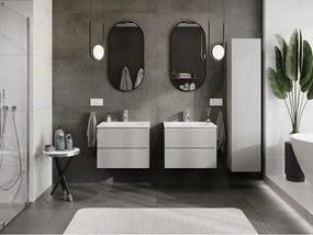 Mexen Rivel, koupelnová skříňka 60 cm s umyvadlem Vela, 2 zásuvky, drážkovaná, šedá matná/bílá, 91A20-06047-2-BFF62-W23M01