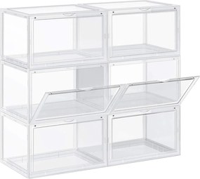 Botní boxy, 6 ks stohovatelných organizérů na boty s průhlednými dveřmi