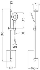 Mexen sprchový set DQ73, chrom, 785734581-00