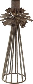 Mocca kovový svícen s květy na úzkou svíčku Charm Antique - 9,5*23 cm