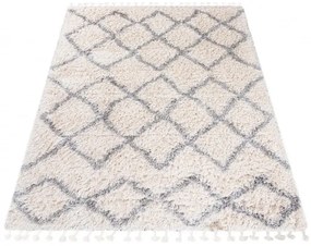 Kusový koberec Shaggy AZTEC FN45A Krémový Rozměr: 80x150 cm