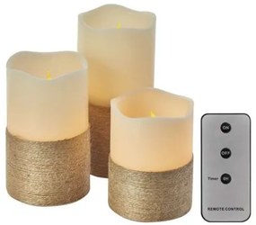 LED svíčky Candles s ovladačem 3 ks teplá bílá