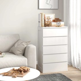 HOMCOM Komoda s 5 šuplíky - Moderní Stylový Úložný Prvek s Hladkým Uzavíracím Mechanismem pro Ložnici, Obývací Pokoj - 60 x 38 x 100 cm, Bílá | Aosom