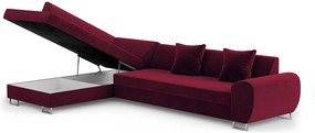 KOOKO HOME Rohová rozkládací sametová pohovka s úložným prostorem Adagio XL levý roh