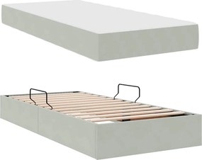 Postel s úložným prostorem a matrací Světle šedá 100 x 200 cm 3399700