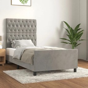 Rám postele bez matrace světle šedá 90 x 190 cm samet 3125910