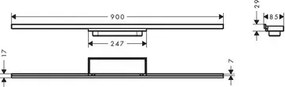 Hansgrohe RainDrain Minimalistic - Sprchový žlab 90 cm | s roštem pro