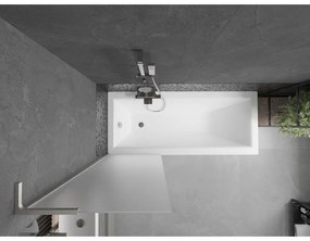 Mexen Next L, 1-křídlová vanová zástěna 60 x 150 cm, 6mm sklo námraza, 6mm čiré sklo, profil broušená ocel, 895-060-000-03-30-97
