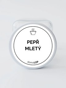 Samolepka na kořenky PEPŘ MLETÝ bílá 5 cm tučné písmo