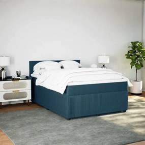Box spring postel s matrací modrá 140 x 190 cm samet 3290038