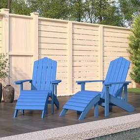Zahradní křesla Adirondack 2 ks s podnožkami HDPE akvamarínová 3095699