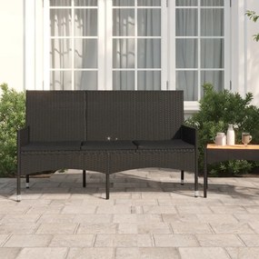 vidaXL 3místná zahradní lavice s poduškami polyratan [319492] Barva: Černá