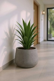 Květináč GIRAR, sklolaminát, výška 27 cm, tmavě šedá