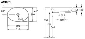 Villeroy & Boch 419861R1 - Umyvadlo na desku ARTIS 61x41 cm keramika/bílá